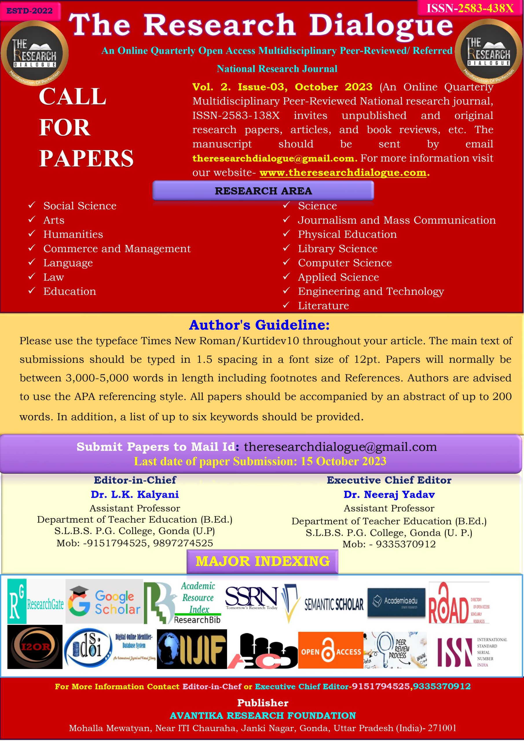 The Research Dailogue – A Quarterly Multidisciplinary Peer-Reviewed ...